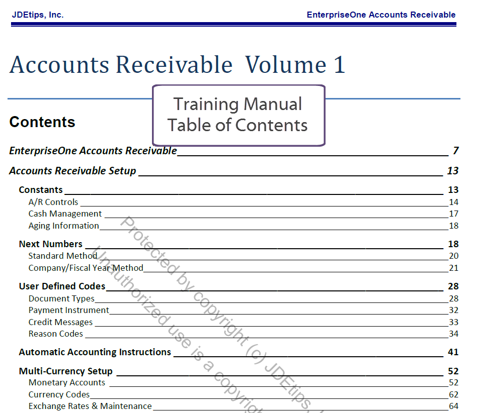 JD Edwards Accounts Receivable Training