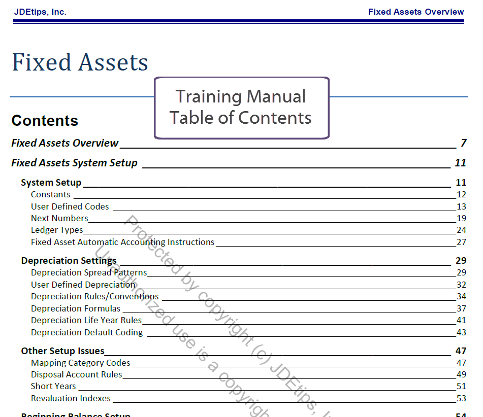JD Edwards Fixed Assets Training
