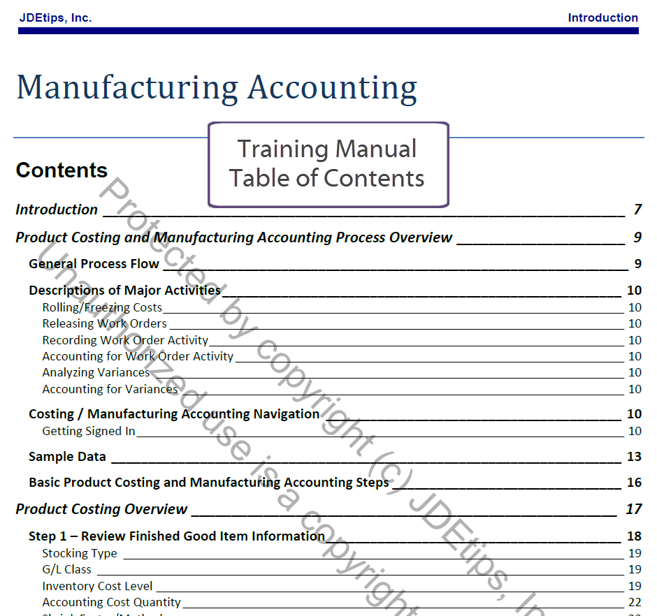 JD Edwards Manufacturing Accounting Training