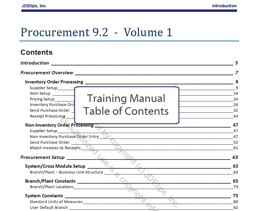 Outline for JD Edwards Procurement Training Outline for JD Edwards Procurement Training