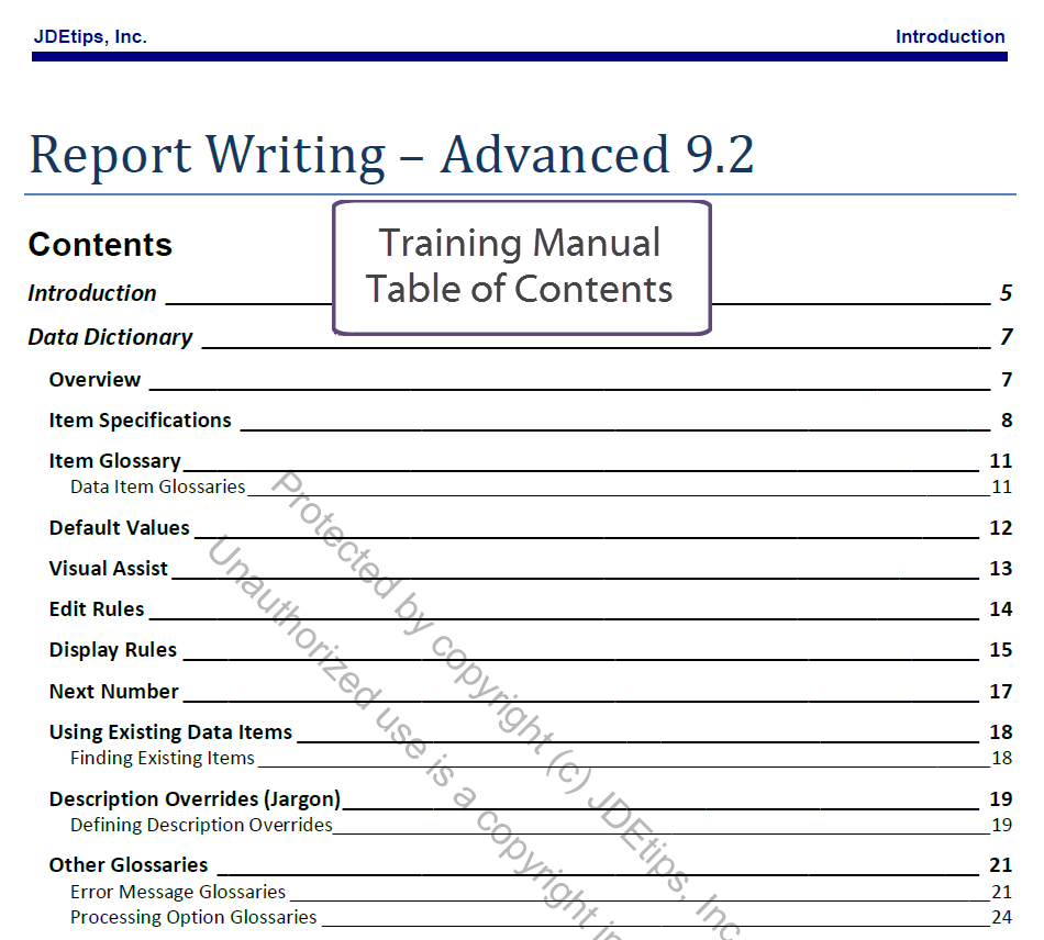 Advanced JD Edwards Report Writing Training